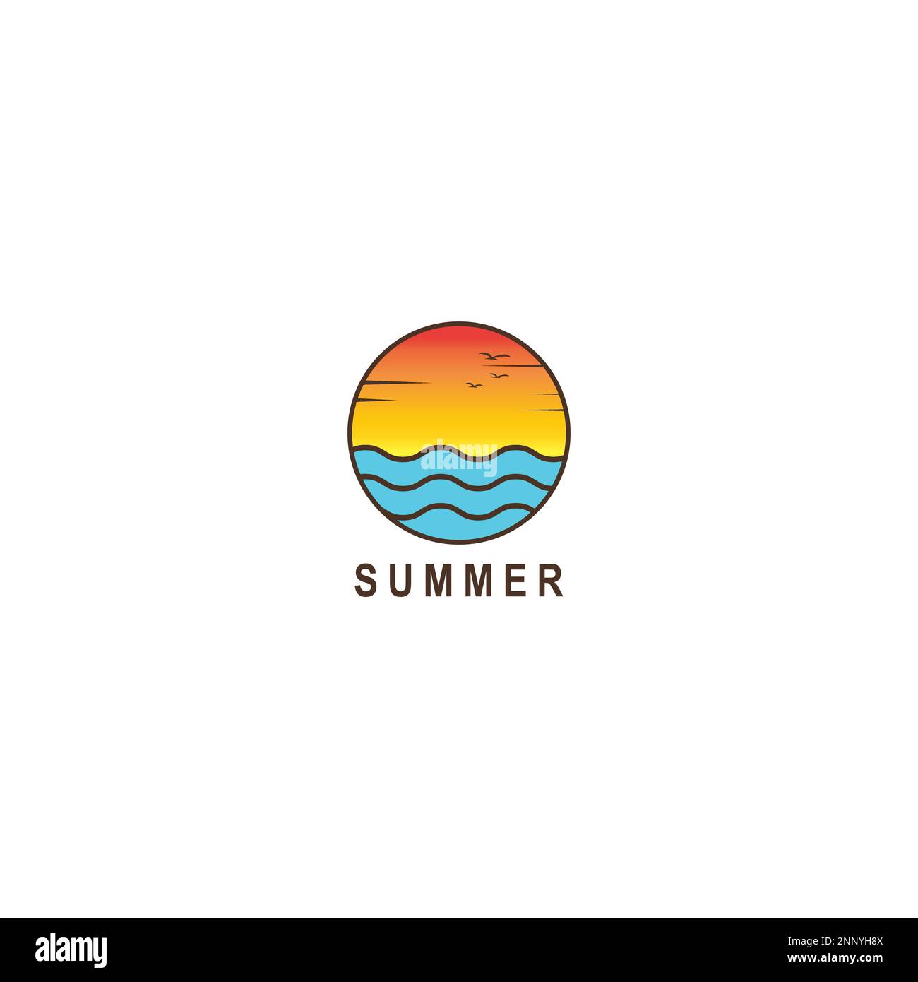 summer logo with ocean waves flat design concept Stock Vector Image ...