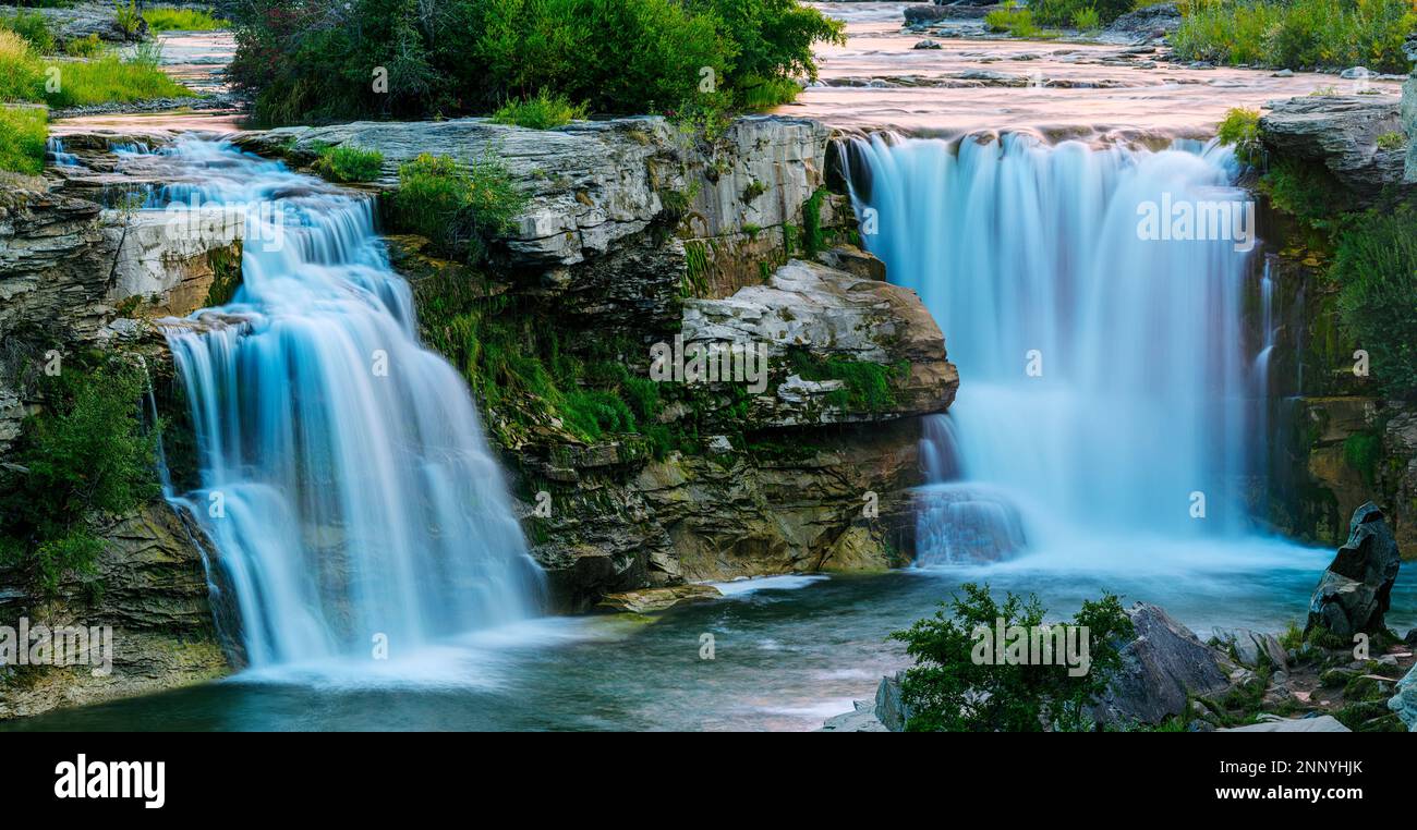 Lundbreck Falls on Crowsnest River, Lundbreck, Alberta, Canada Stock ...