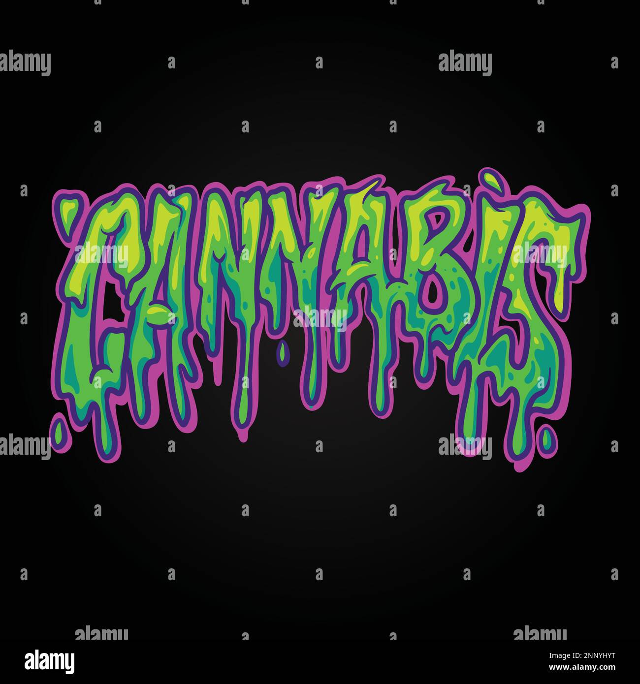 Marijuana melted cannabis word hand lettering text cartoon ...
