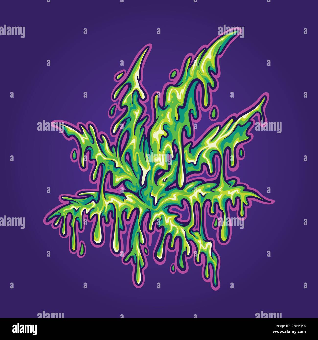 Melting weed leaf hemp logo cartoon illustrations vector for your work ...
