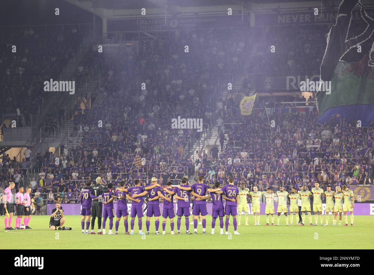 ORLANDO, FL - February 25 Both teams line up during the match between ...