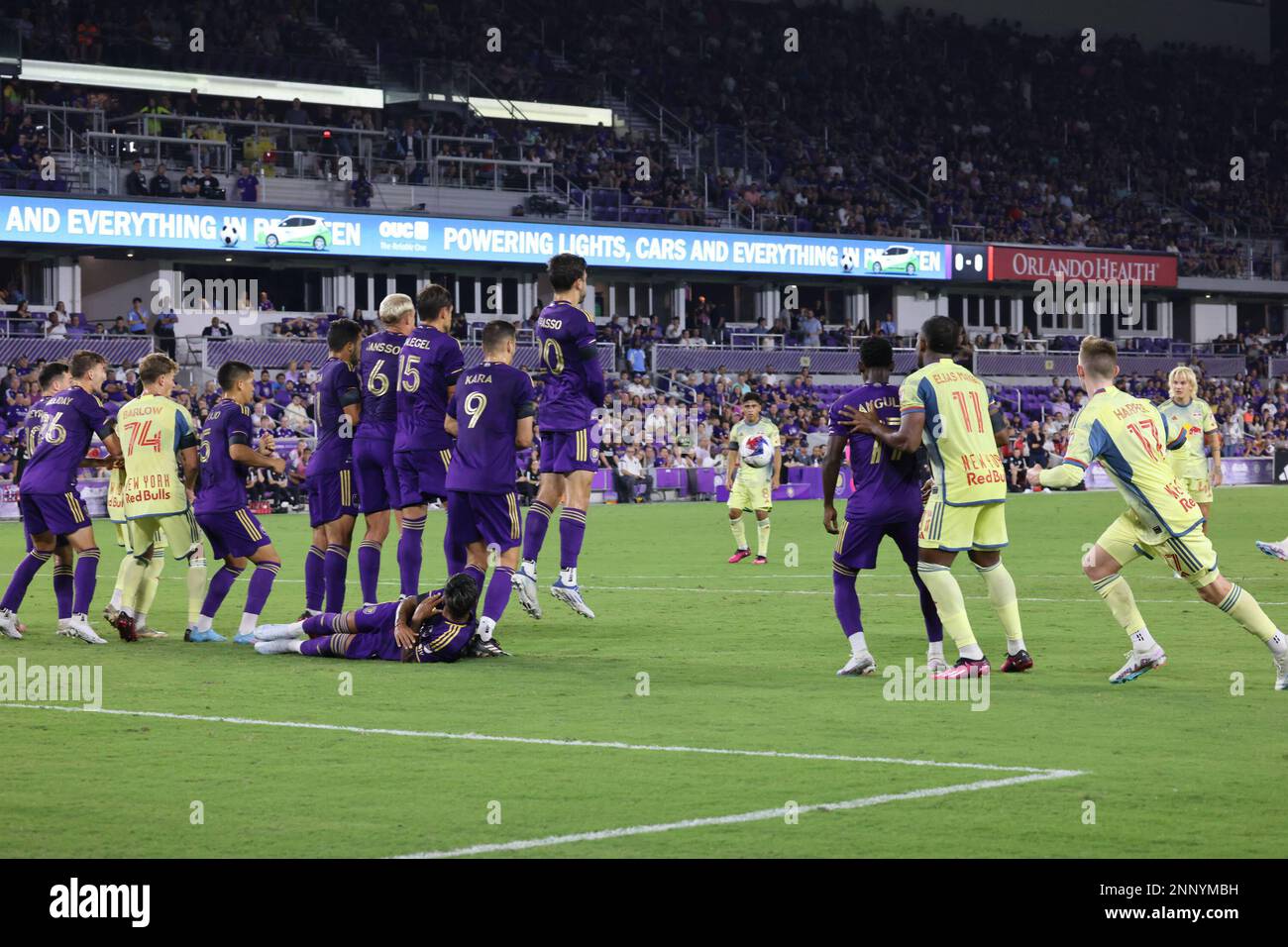 ORLANDO, FL - February 25 The teams line up during a shootout during ...