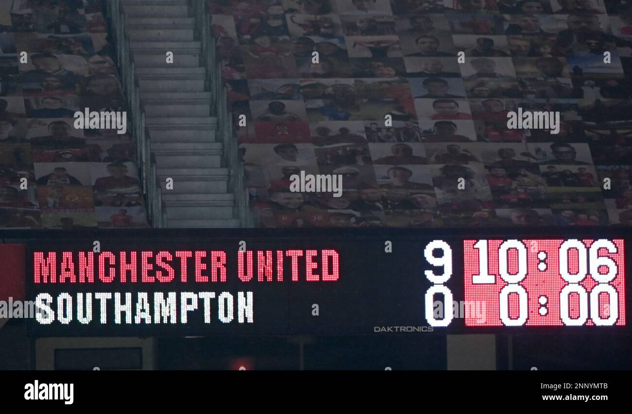 The scoreboard displays the final score after the English Premier ...