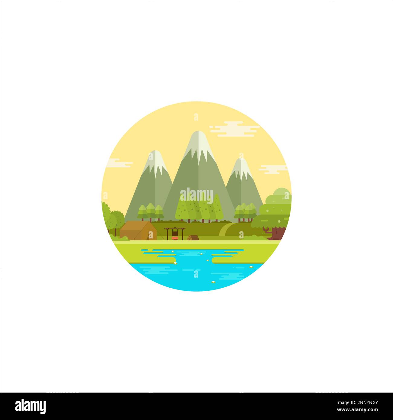 Green lake mountains in summer Stock Vector Images - Alamy