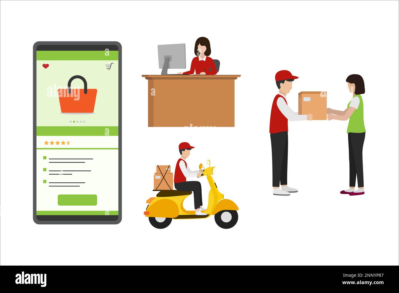 the concept of online shopping and the delivery process reaches the ...