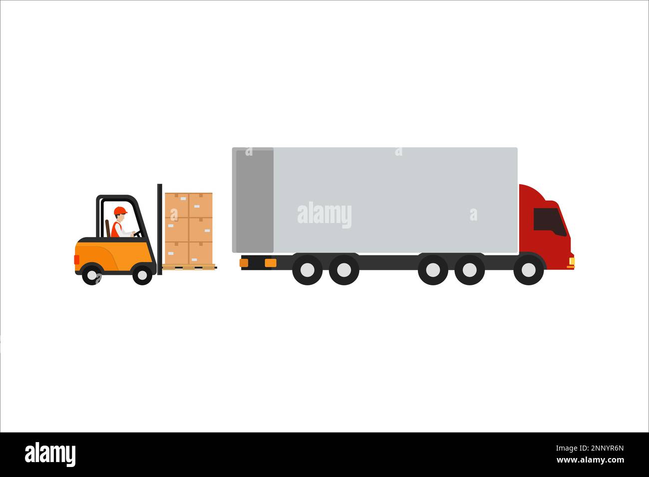 vector design moving goods into truck with forklift to be shipped ...