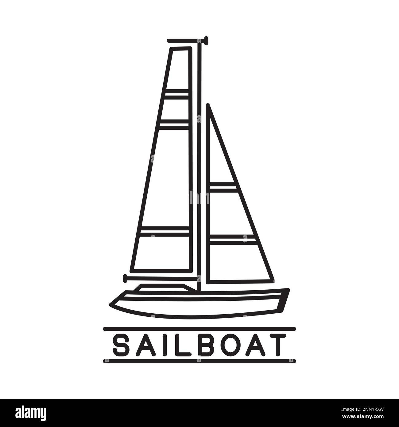 sailboat design outline simple monoline sailboat isolated on white ...