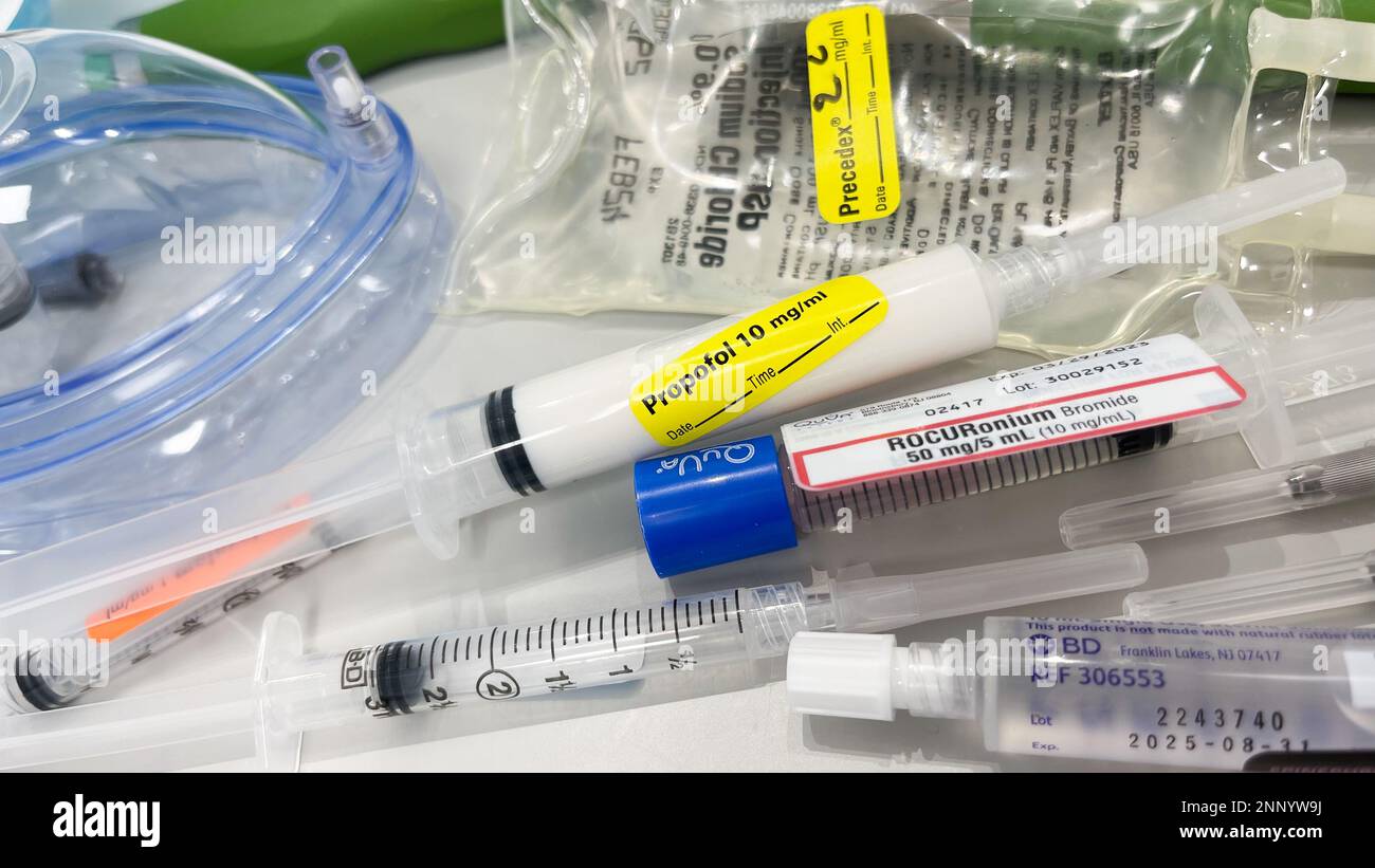 Propofol and fentanyl hospital drugs depicting the opioid crisis and ...