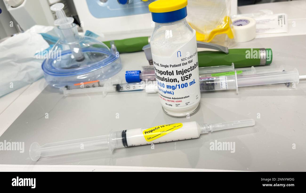 Propofol and fentanyl hospital drugs depicting the opioid crisis and ...