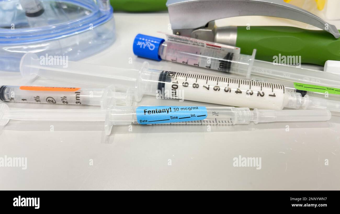 Propofol and fentanyl hospital drugs depicting the opioid crisis and ...