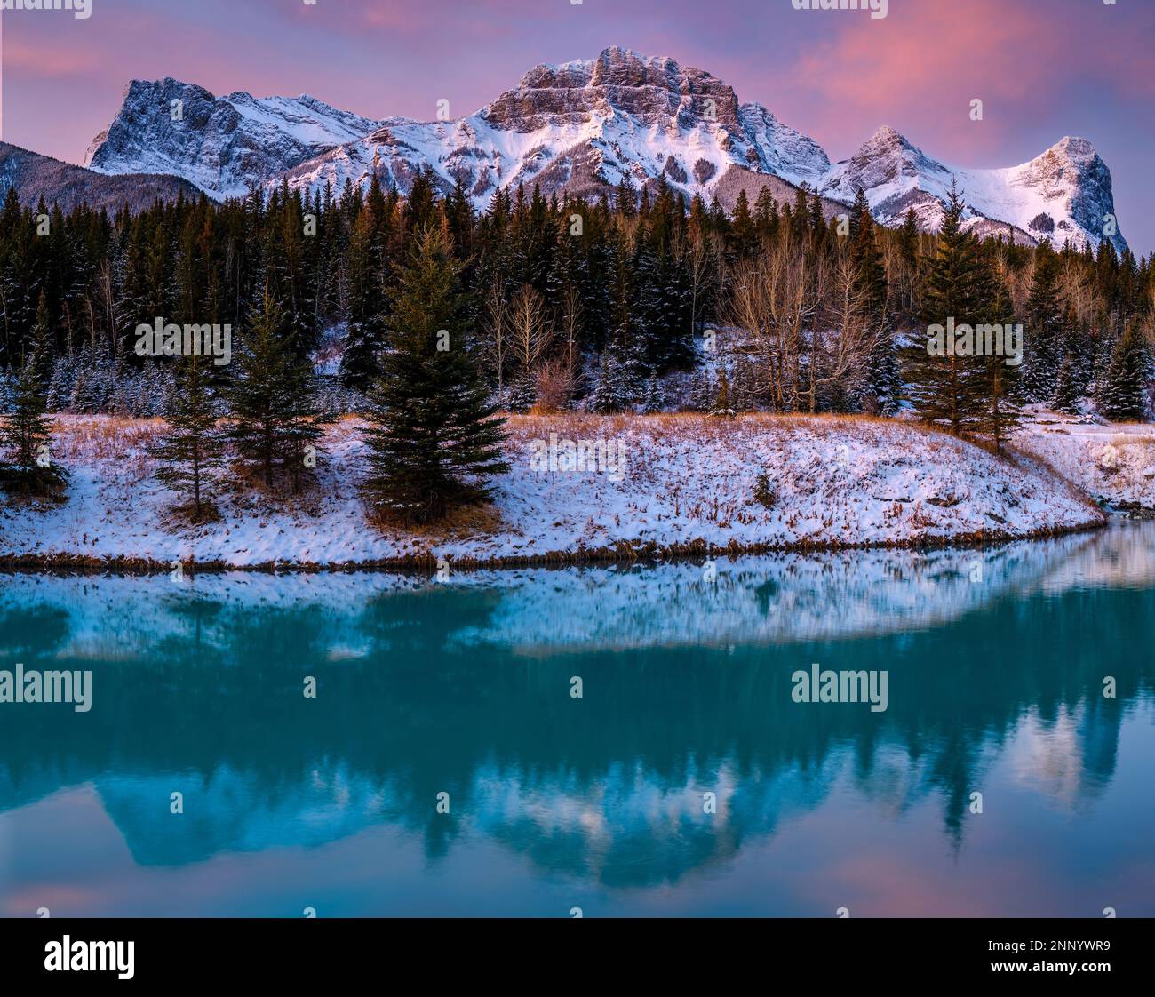 Mount Lawrence Grassi and Ha Ling Peak in winter, Canmore, Alberta ...