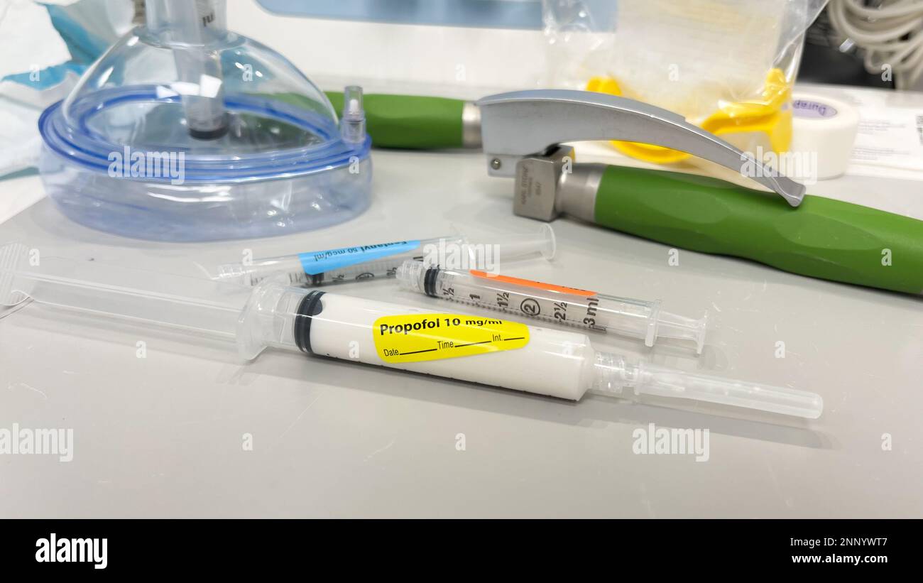 Propofol and fentanyl hospital drugs depicting the opioid crisis and ...