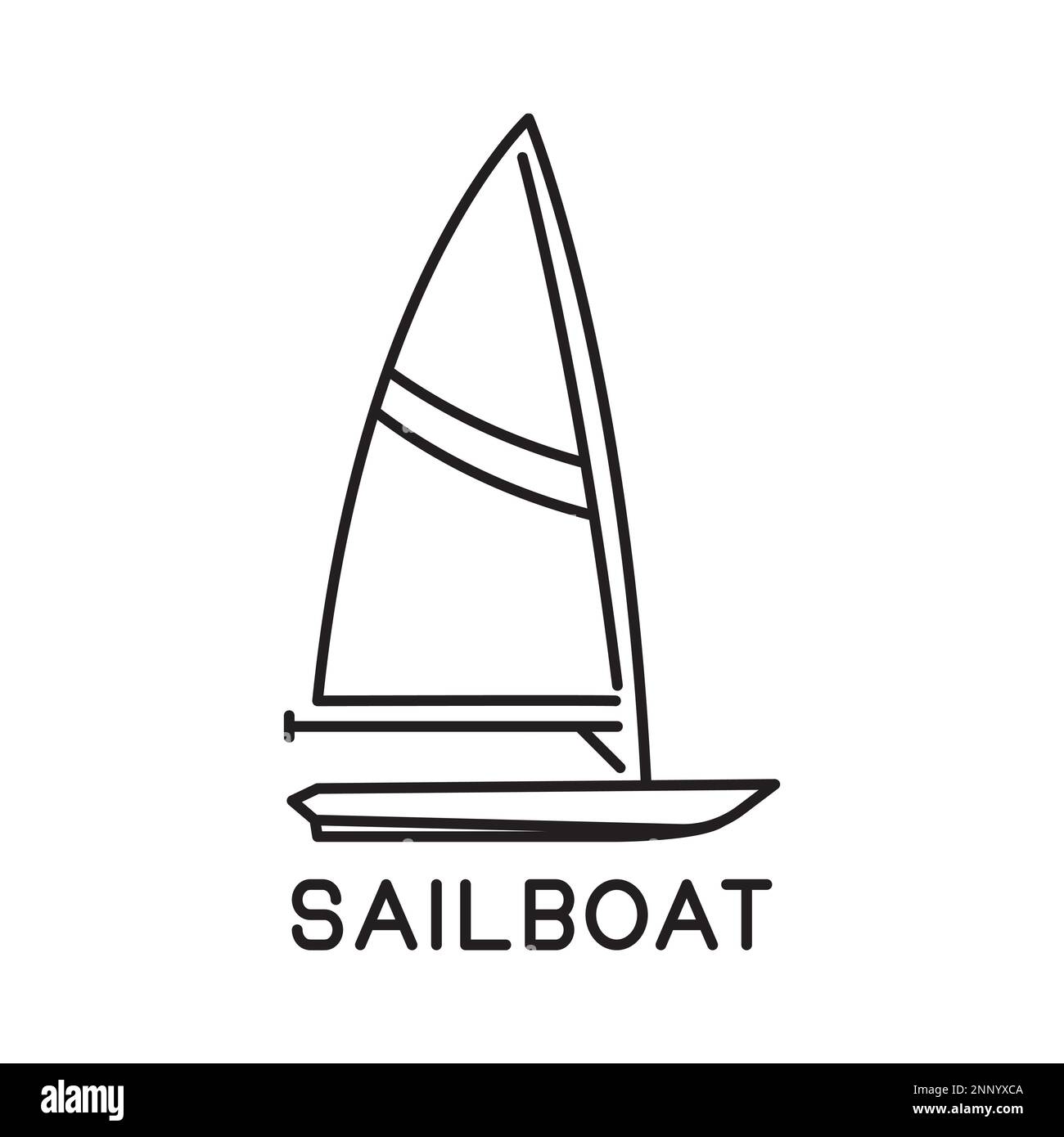 sailboat design outline simple monoline sailboat isolated on white ...