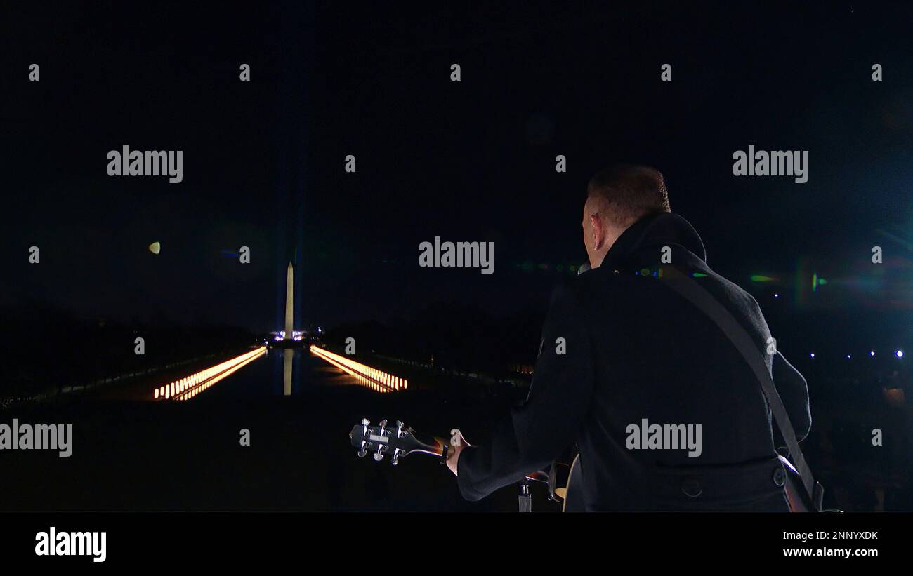 In this image from video, Bruce Springsteen performs during a ...