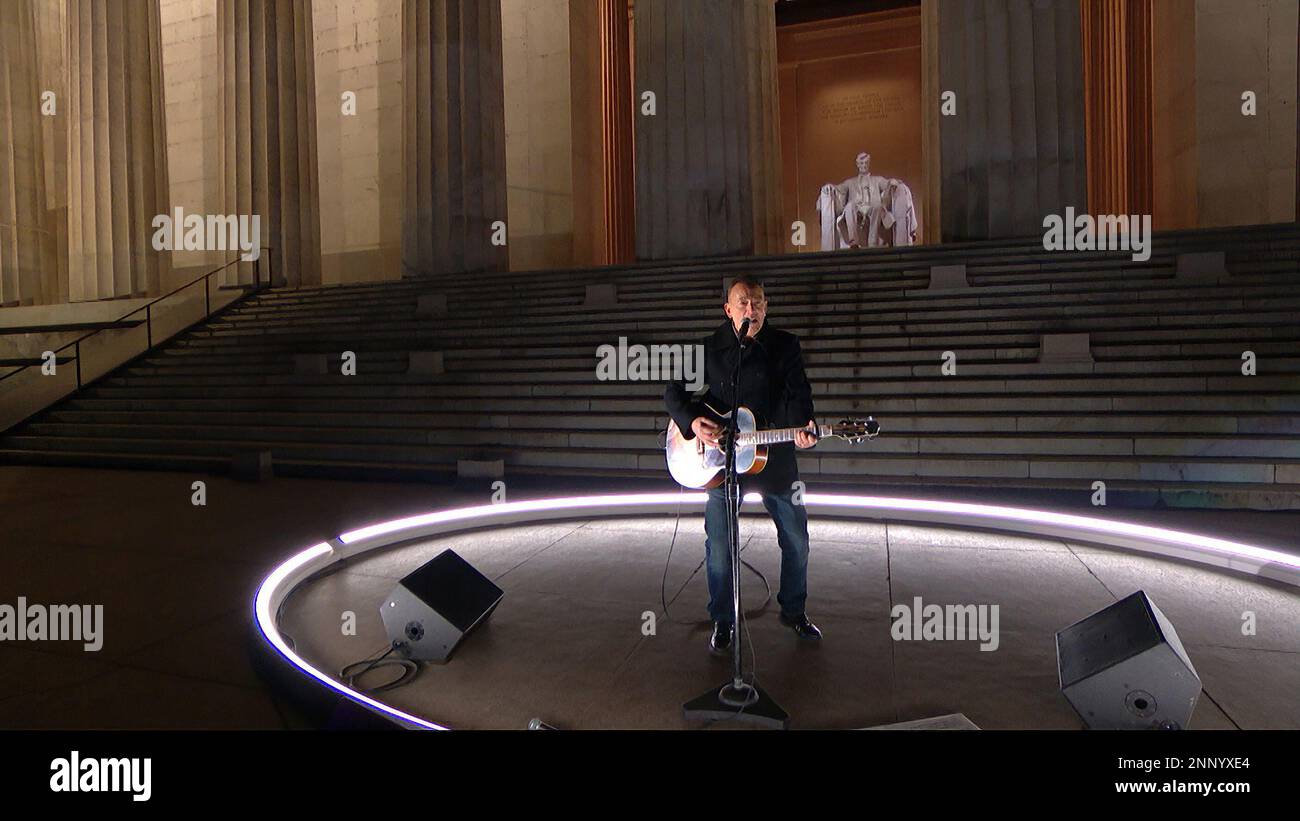 In this image from video, Bruce Springsteen performs during a ...