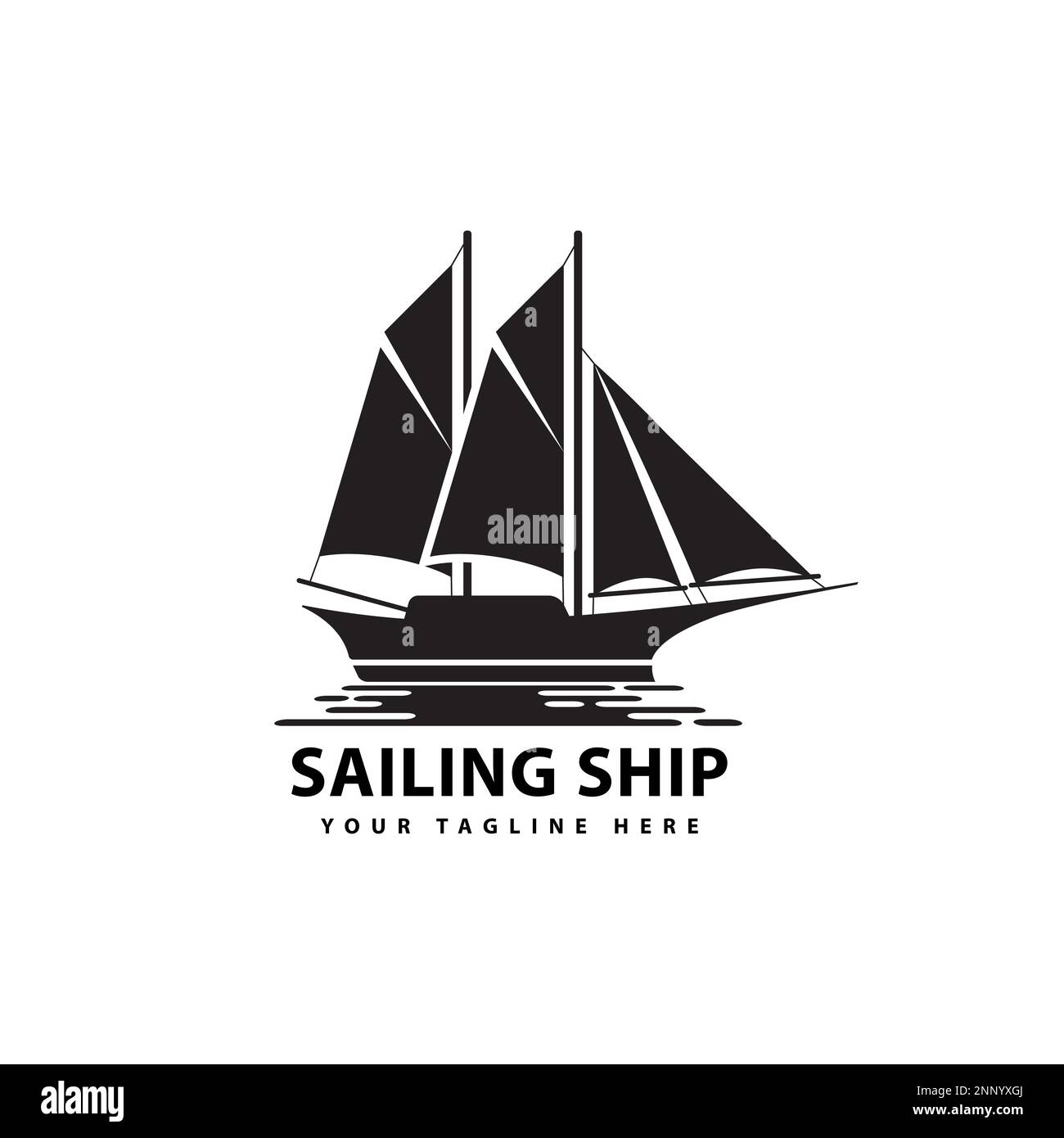 symbol of sailing ship silhouette sea transportation design vector ...