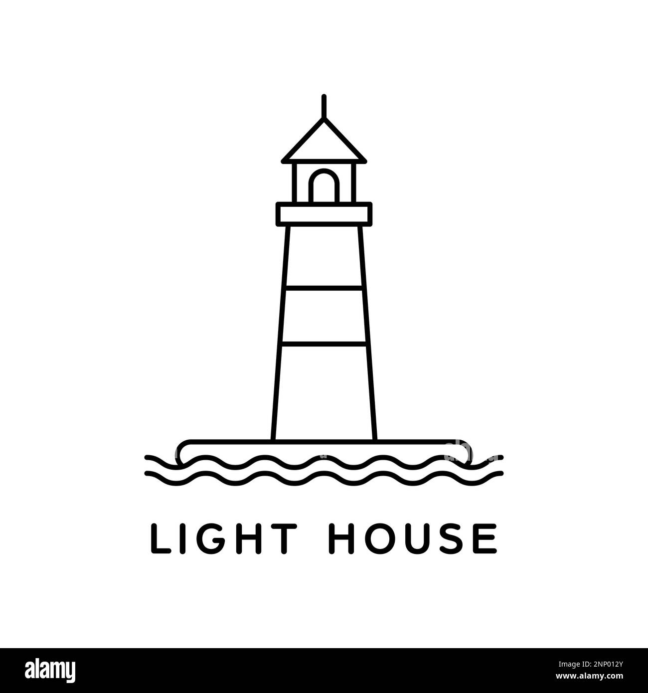 lighthouse line art style logo design. simple vector design outline ...