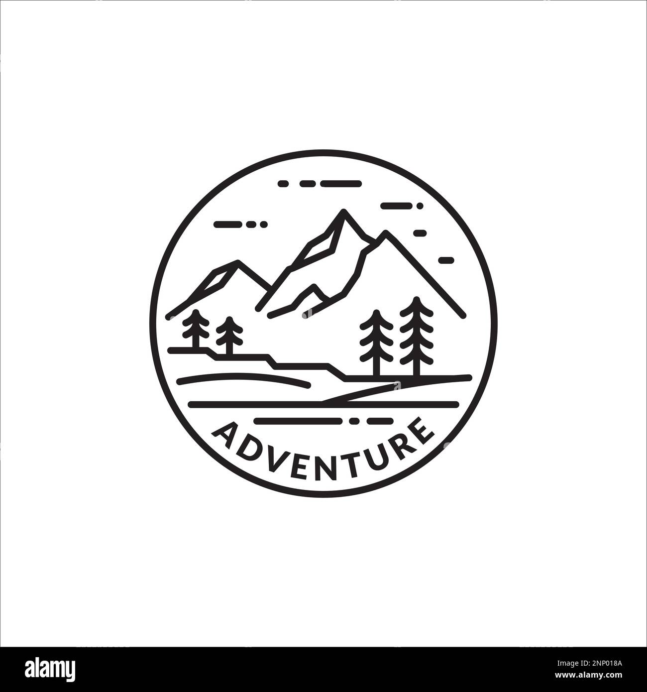 monoline logo emblem of mountain adventure Stock Vector Image & Art - Alamy
