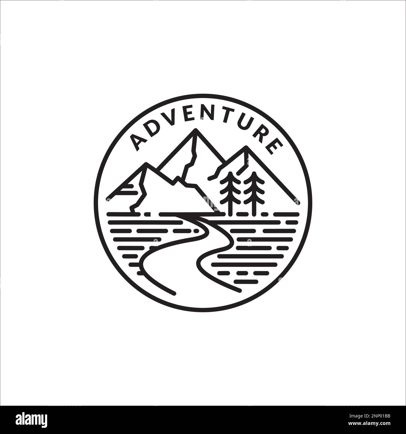 monoline logo emblem of mountain adventure Stock Vector Image & Art - Alamy