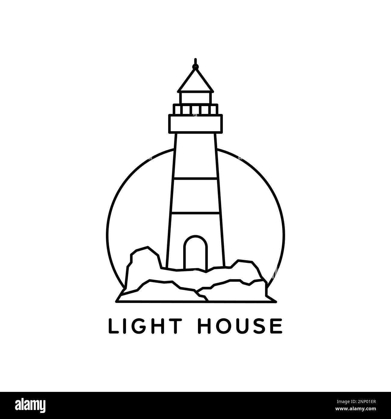 lighthouse line art style logo design. simple vector design outline ...