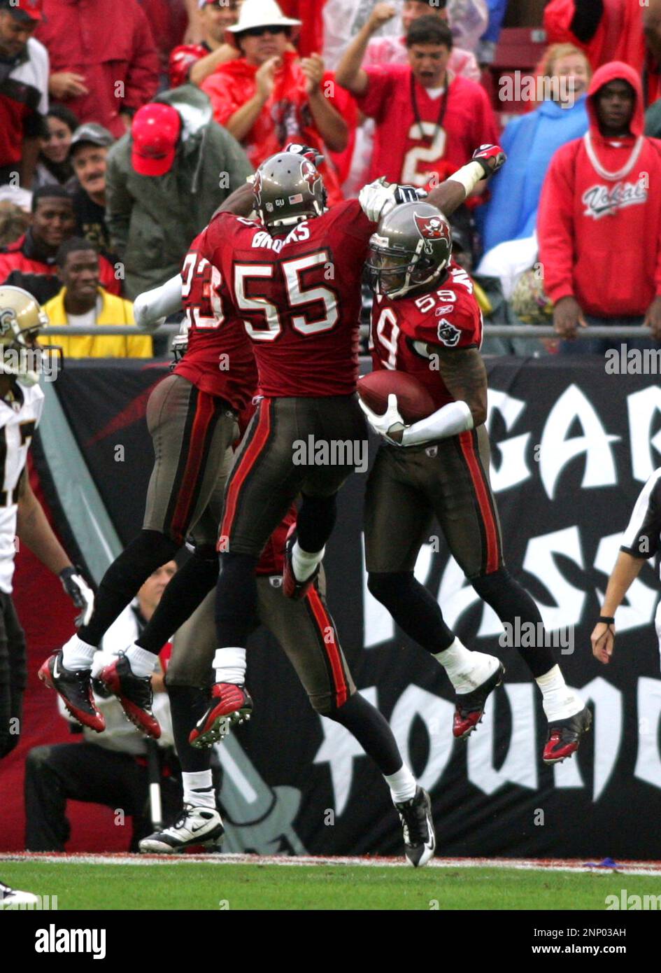 30 NOV 2008: Cato June (59) celebrates his interception with team mates ...