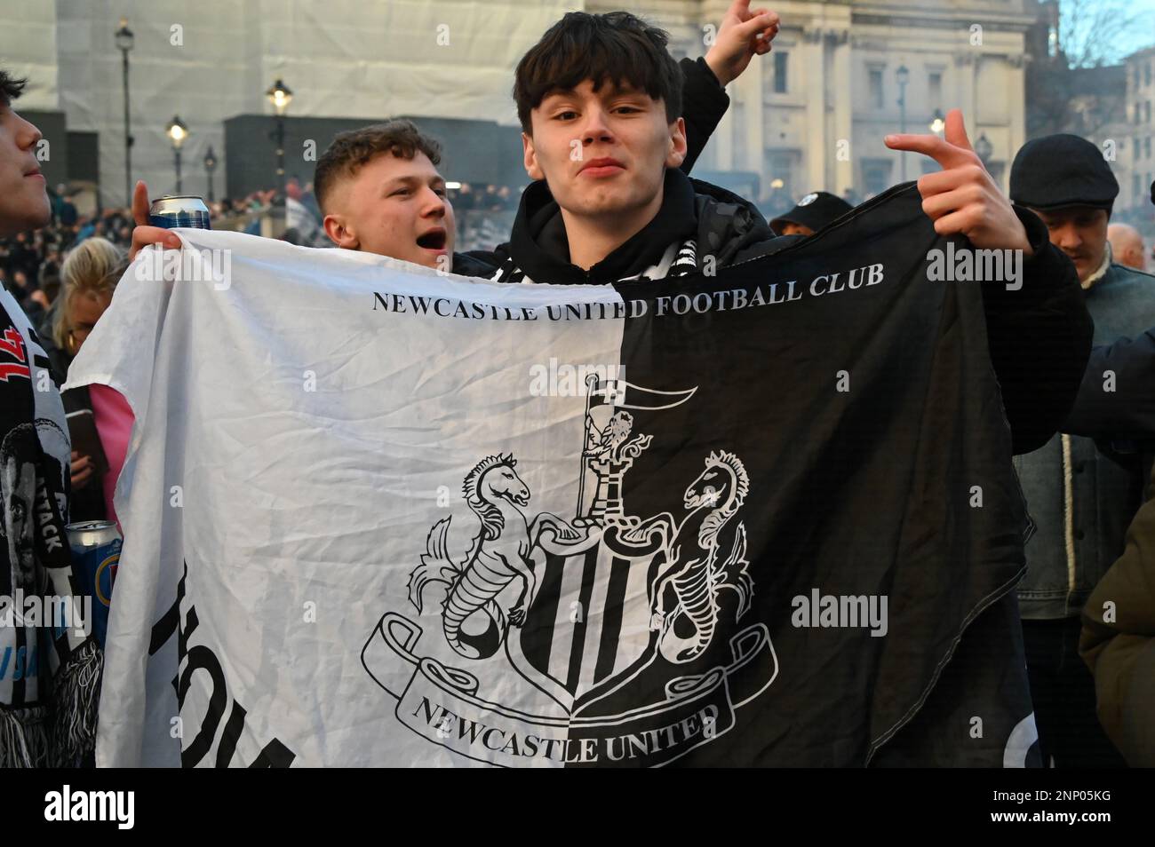 London, UK. 25th Feb 2023. Thousands of Newcastle fans storm London's ...