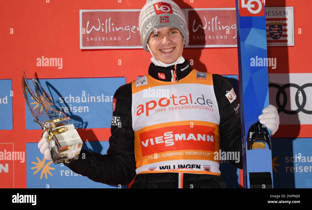 Halvor Egner Granerud from Norway celebrates winning the men's World ...