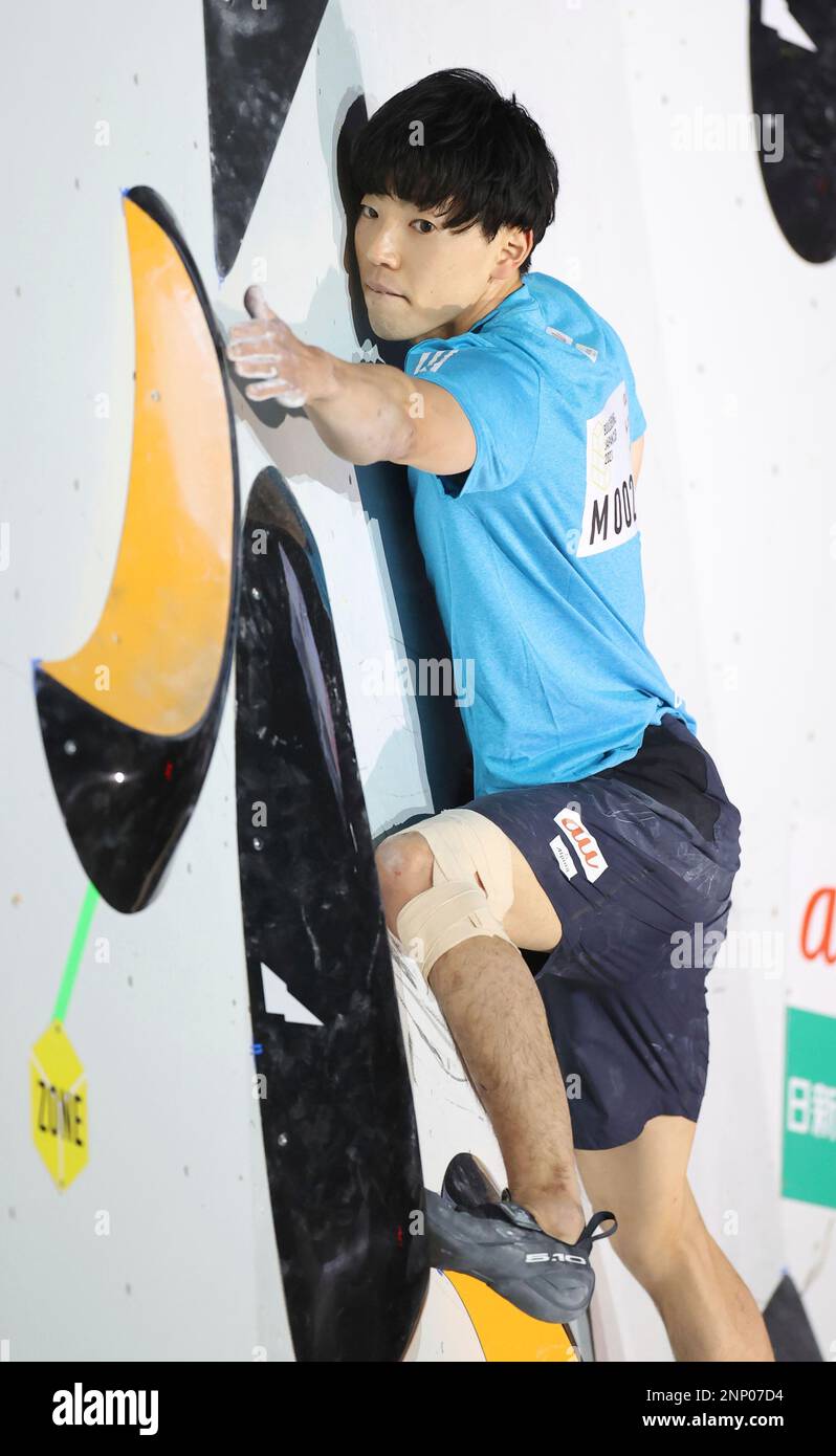 Kokoro Fujii competes during the men's event of the Bouldering Japan ...