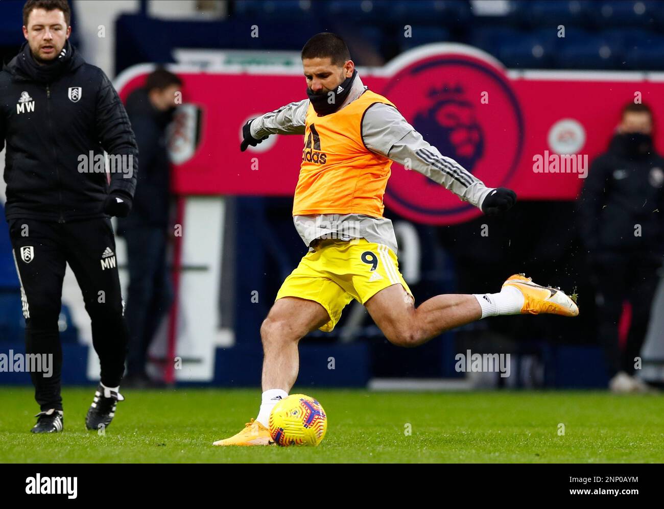 Fulham's Aleksandar Mitrovic warms up before the English Premier League ...