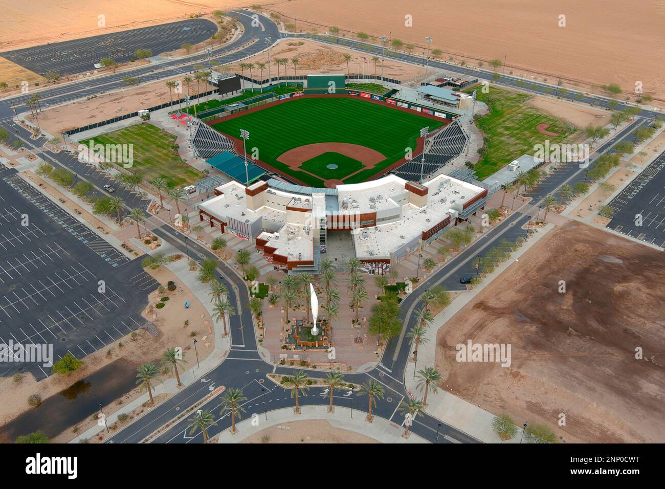 An aerial view of Goodyear Ballpark, Tuesday, Jan. 26, 2021, in ...