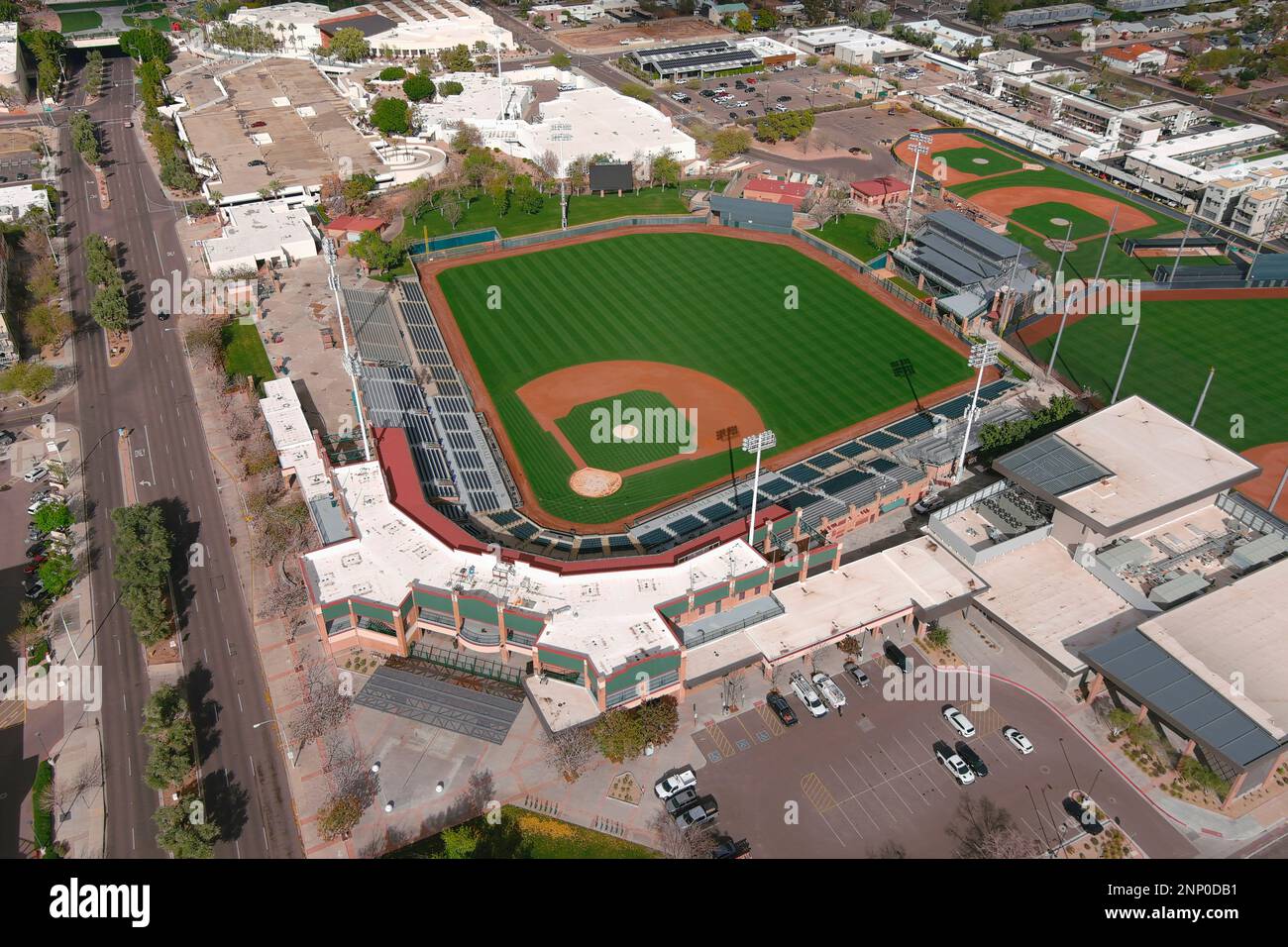 An aerial view of Scottsdale Stadium, Tuesday, Jan. 26, 2021, in ...
