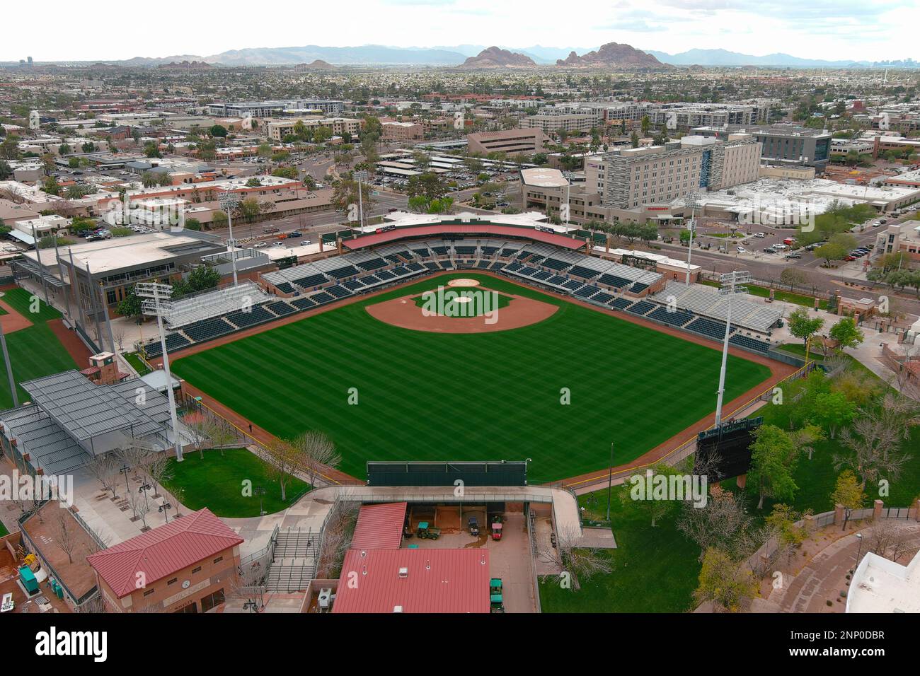 An aerial view of Scottsdale Stadium, Tuesday, Jan. 26, 2021, in ...
