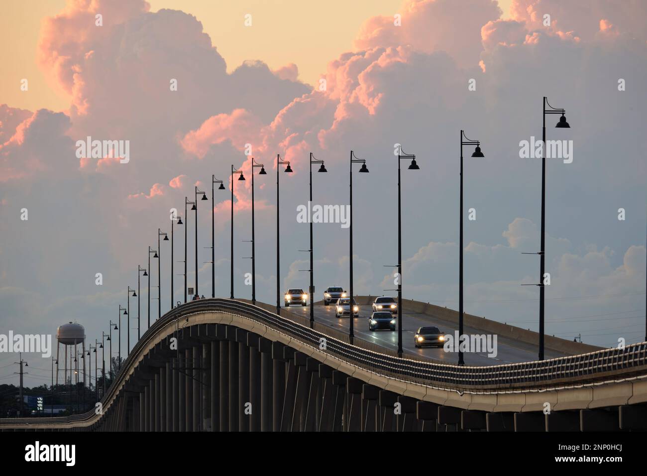 Barron Collier Bridge and Gilchrist Bridge in Florida with moving ...