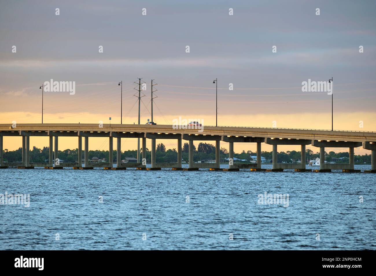 Barron Collier Bridge and Gilchrist Bridge in Florida with moving ...
