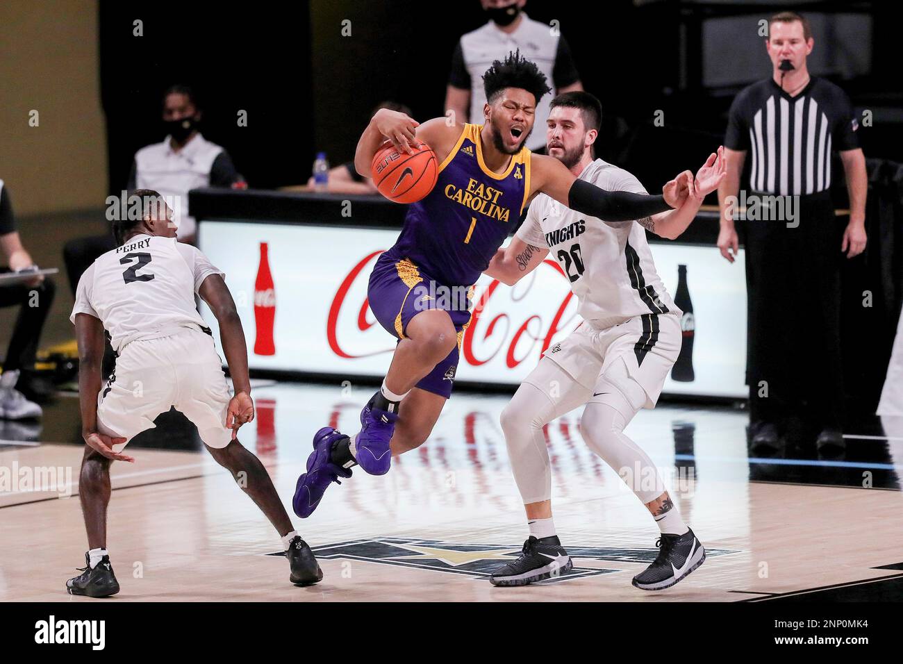Jayden Gardner (1) of the East Carolina Pirates grimaces after being ...