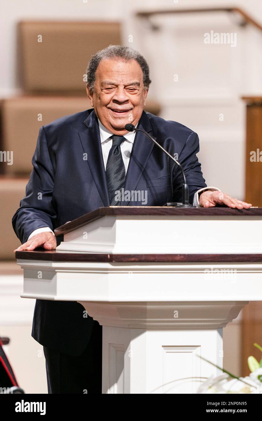 Andrew Young, former ambassador to the United Nations, speaks during ...