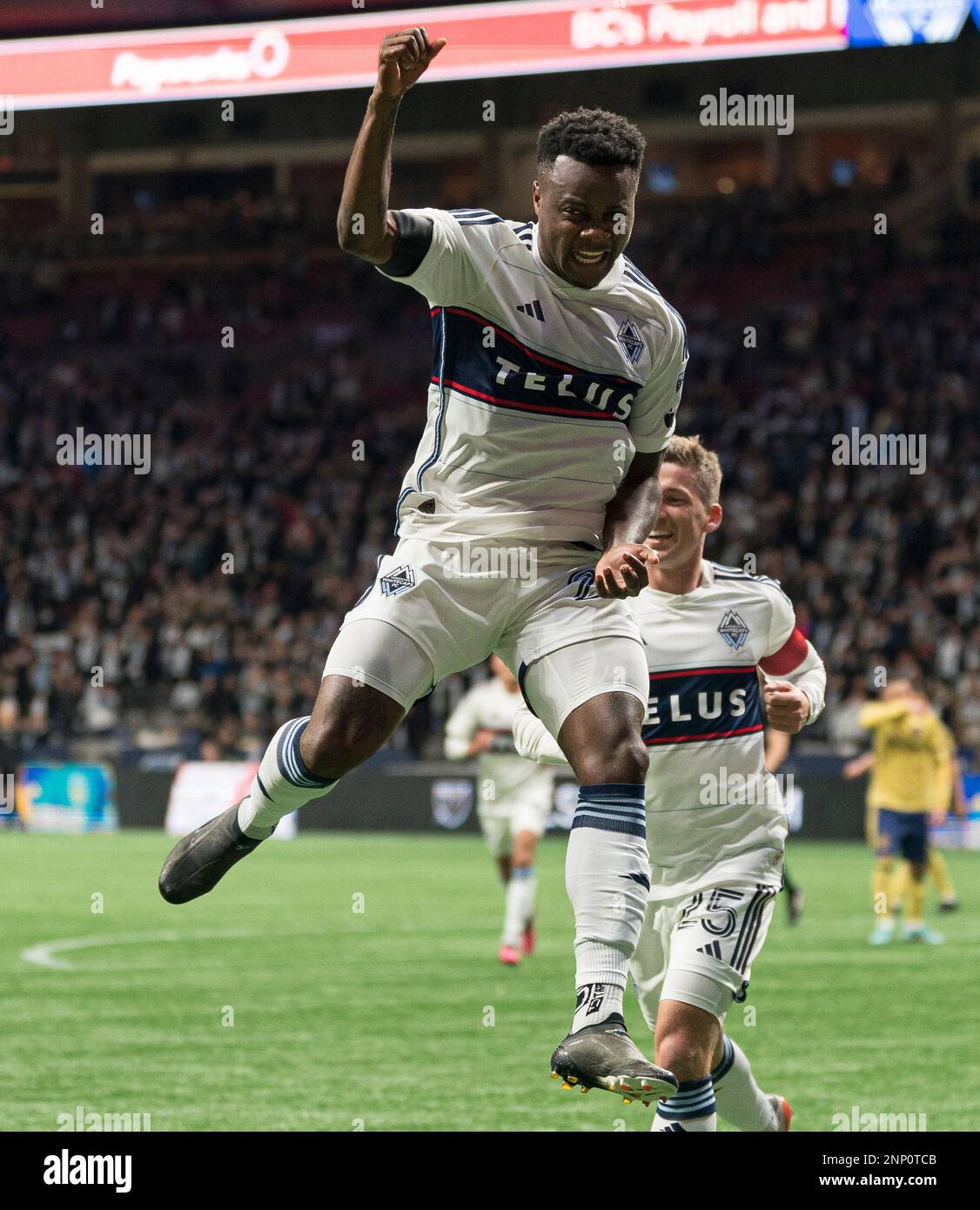 Vancouver Whitecaps' Javain Brown celebrates a goal against Real Salt ...