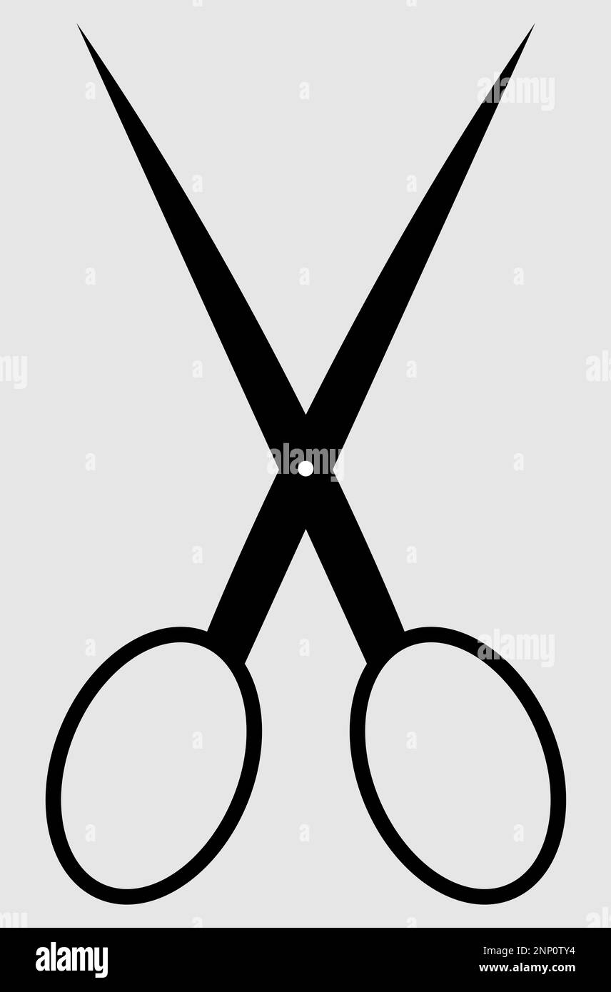 scissors, black scissors with white screw, simple scissors illustration ...