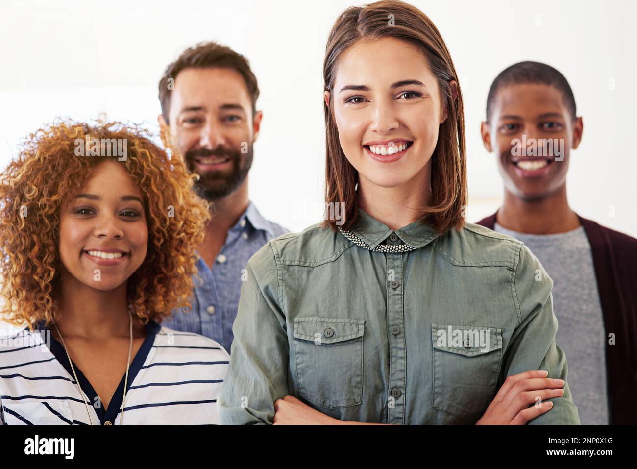 Portrait, teamwork or leadership with a business woman and her ...