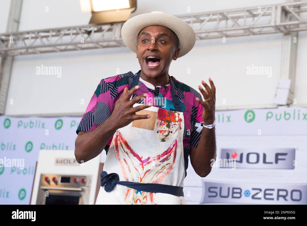 Chef Marcus Samuelsson appears on stage at the South Beach Wine & Food ...