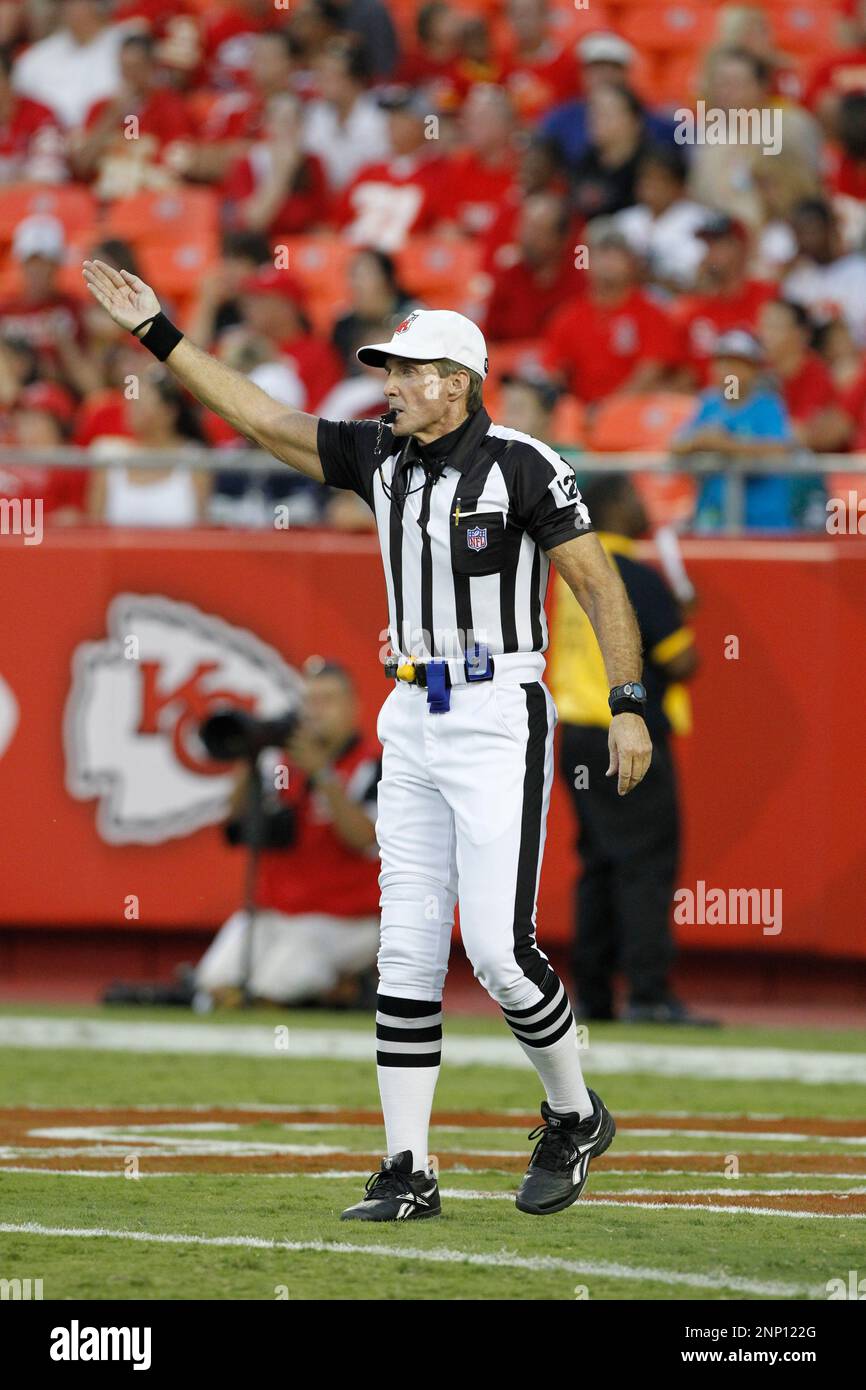27 August 2010: NFL referee Bill Leavy signals to the other officials ...