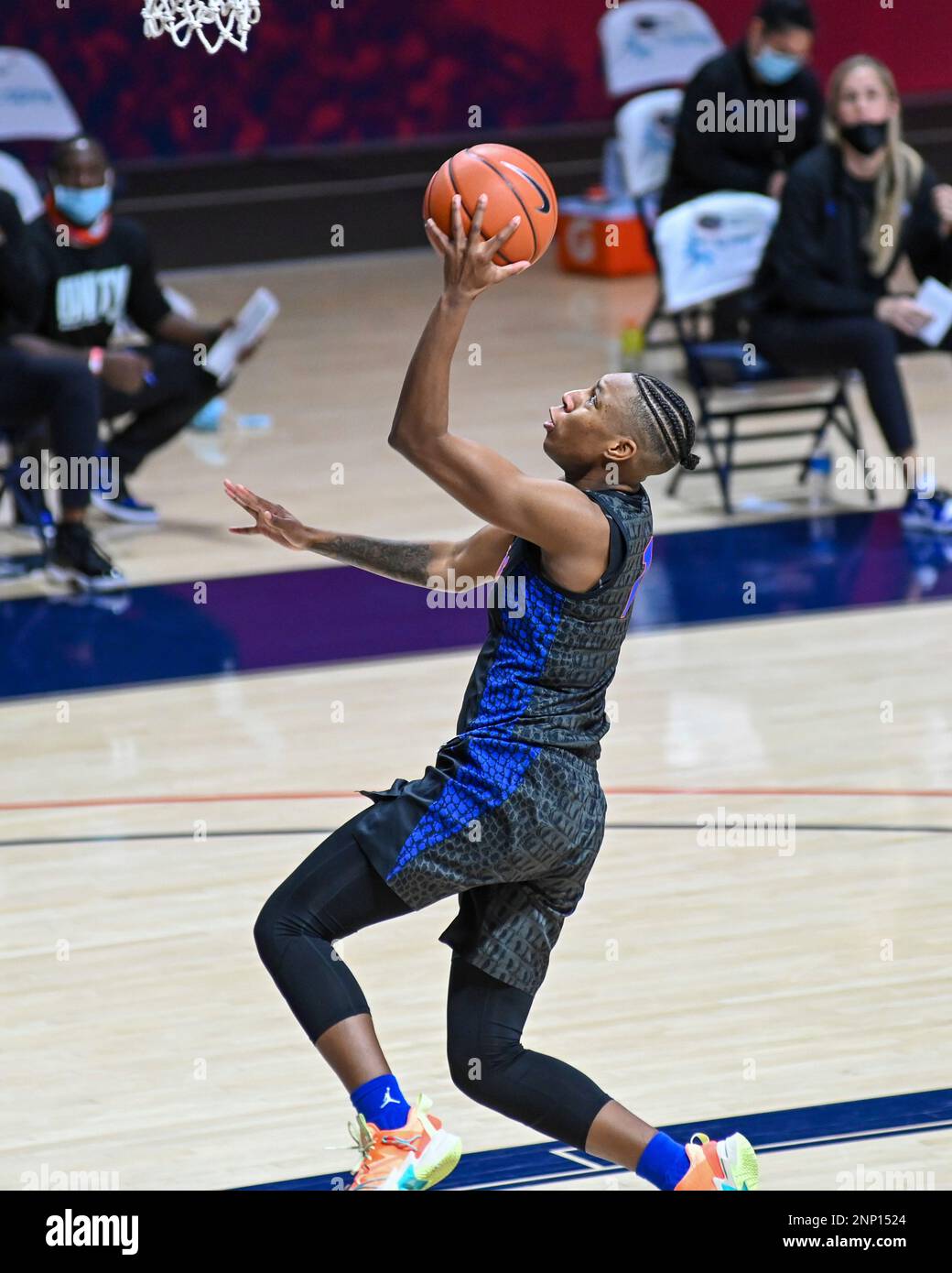 January 24, 2021: Florida guard, Kiara Smith (1), goes to the basket ...