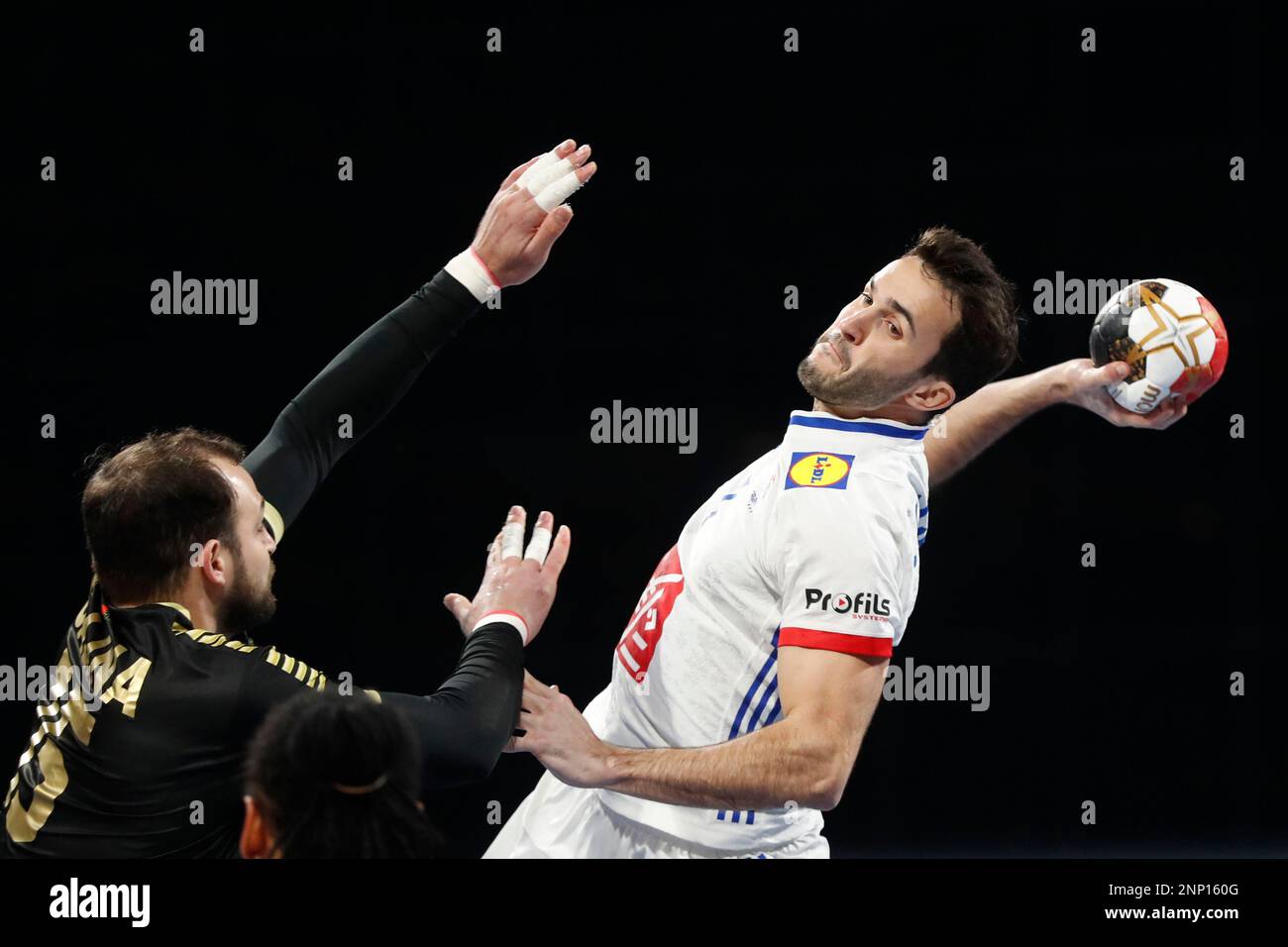 France's Romain Lagarde shoots during the World Handball Championship ...