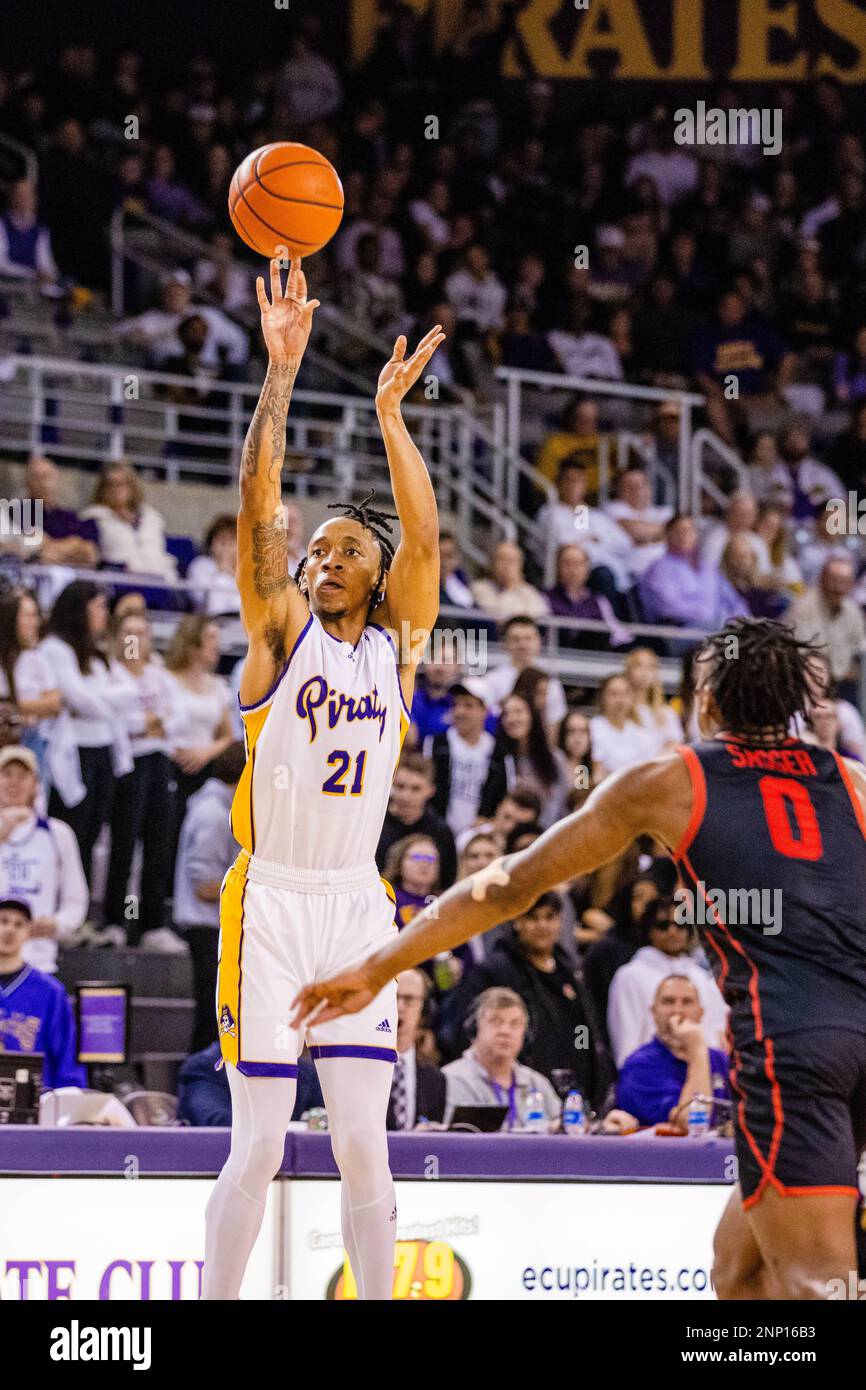 Greenville, NC, USA. 25th Feb, 2023. East Carolina Pirates guard Jaden ...