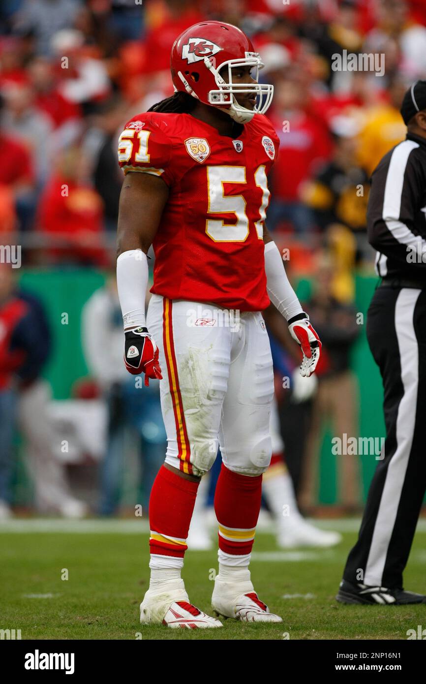 22 November 2009: Chiefs linebacker Corey Mays looks into the Stellers ...