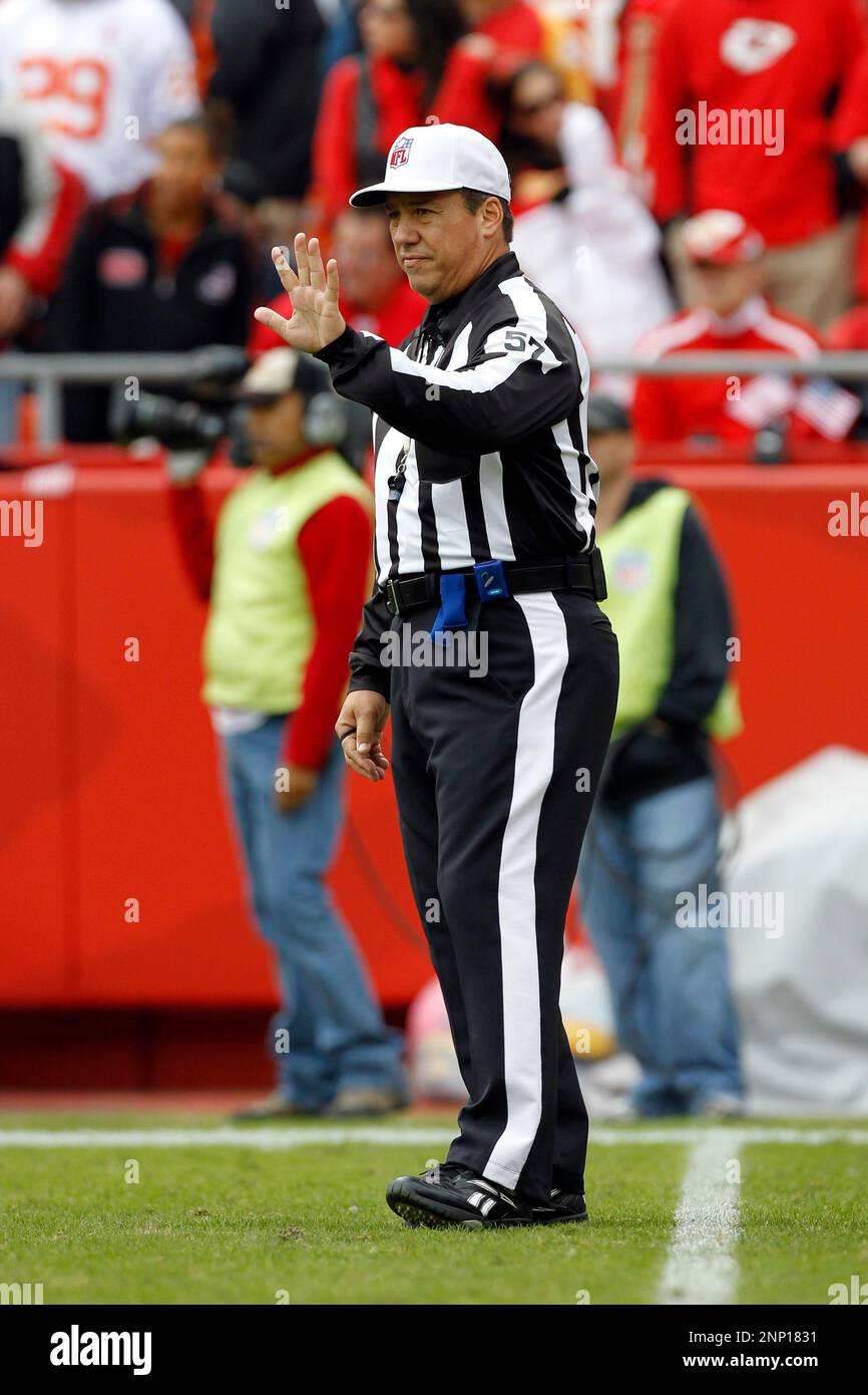 31 October 2010: Referee Al Riveron signals to hold the action. The ...