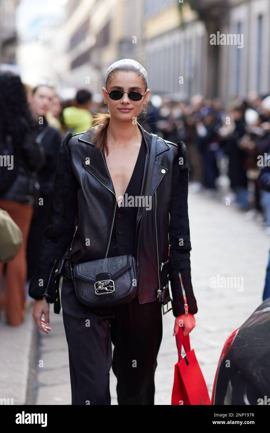 Supermodel Taylor Hill outside Ferrari fashion show during the Milan ...