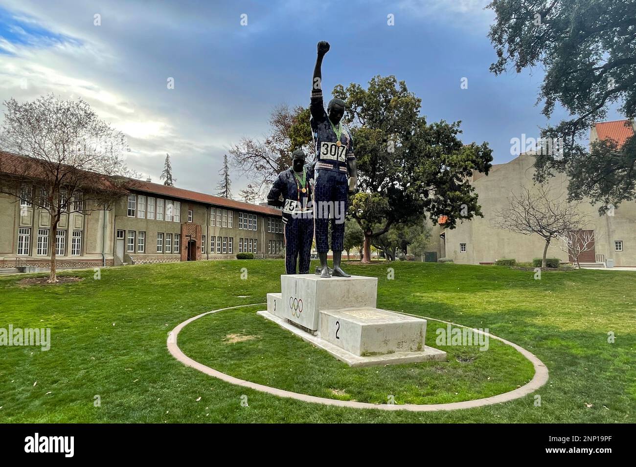 The Victory Salute statue at San Jose State University recognizing the ...