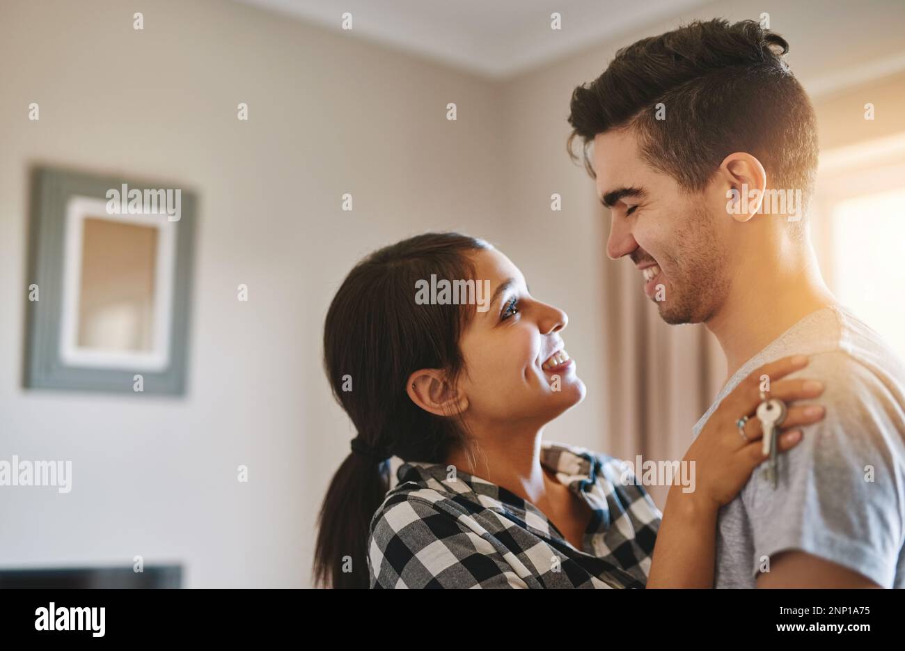 Im so happy were doing this together. a happy young couple celebrating ...