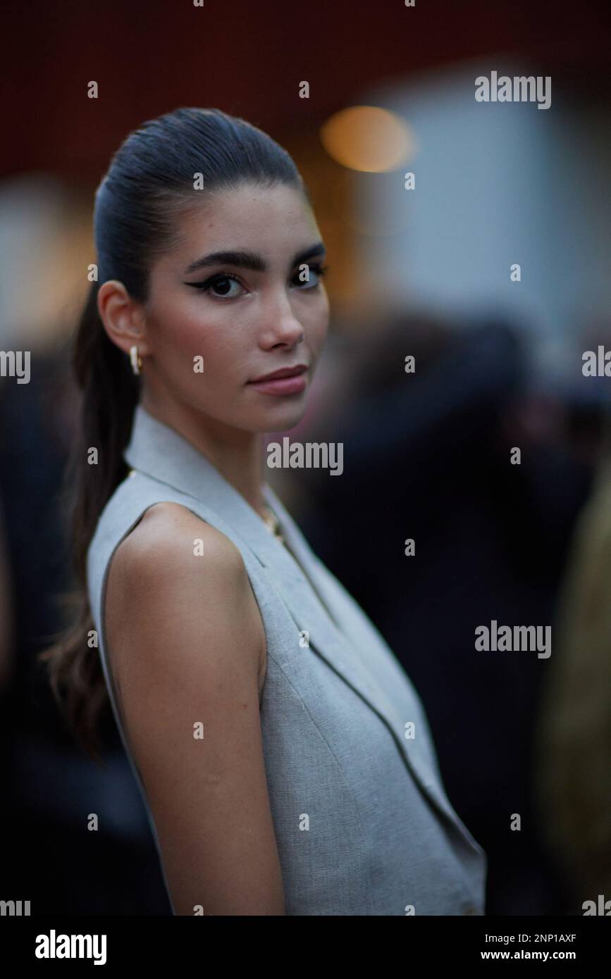 Cindy Mello outside Alberta Ferretti fashion show during the Milan ...